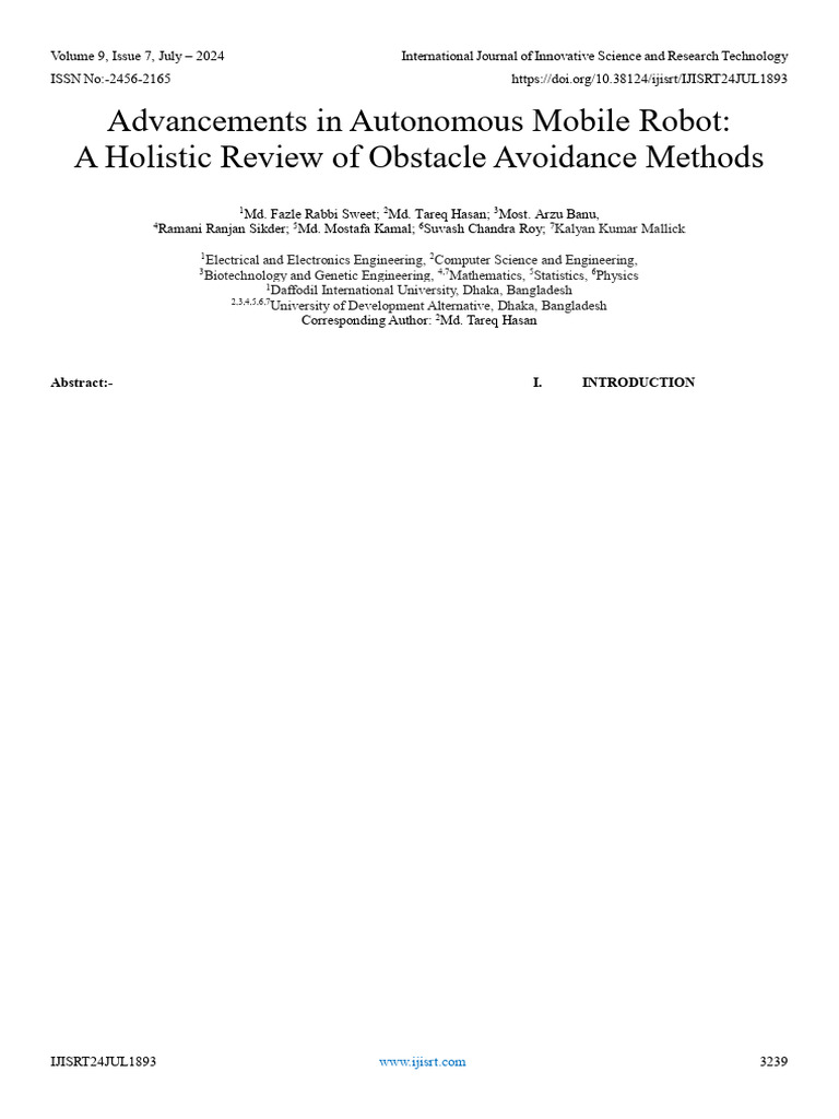 Advancements In Autonomous Mobile Robot A Holistic Review Of Obstacle