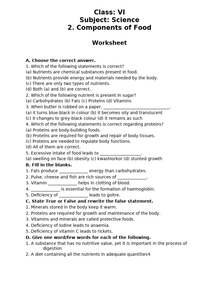 Class Vi Worksheet CH 2 and 4 | PDF