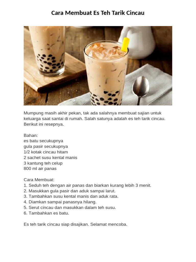 Cara Membuat Es Teh Tarik Cincau | PDF