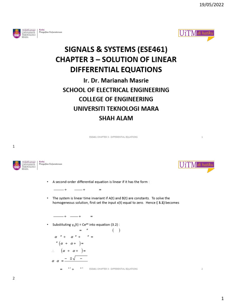 Solution of Linear Differential Equations-2nd Order Student Ver | PDF | Differential Calculus ...