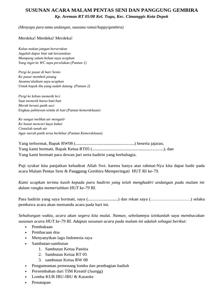 Susunan Acara Hut Ri | PDF