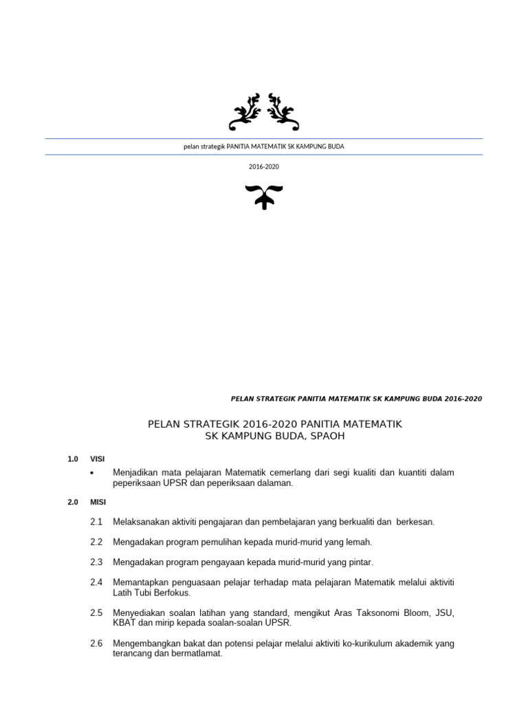 Pelan Strategik 2016-2020 | PDF