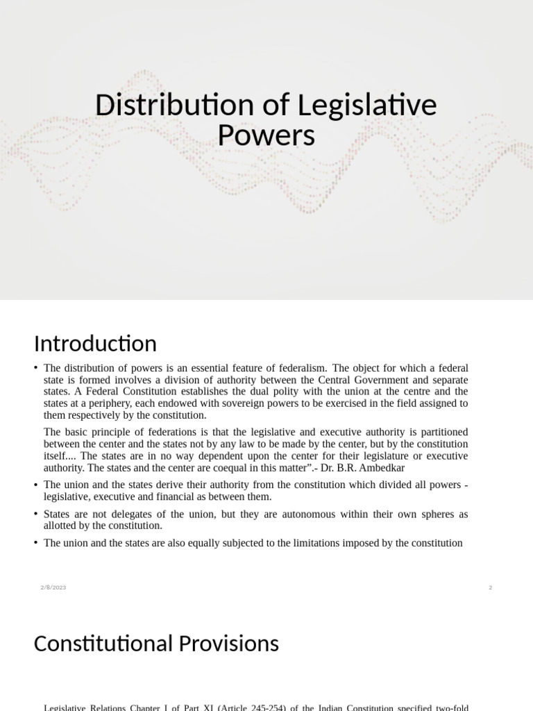 Distribution of Legislative Powers | PDF