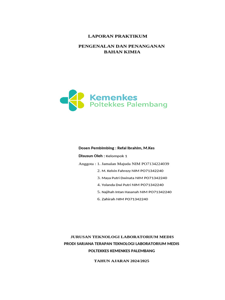 Laporan Praktikum Pengenalan Dan Penanganan Bahan Kimia | PDF