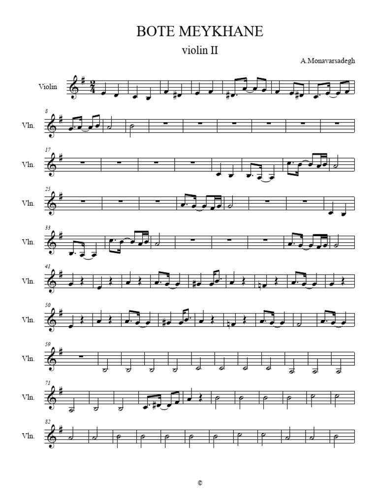 Violin II Bote Meykhane | PDF