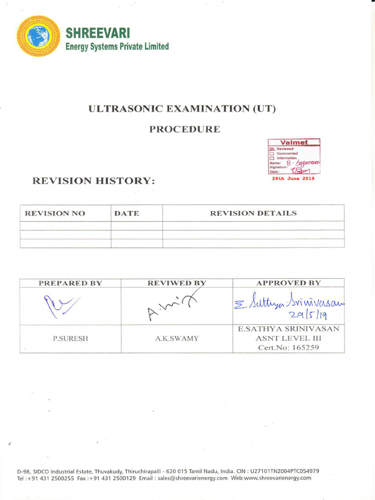 Reviewed UT - Procedure | PDF