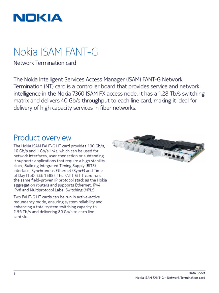 Nokia Isam Fant-G Data Sheet en | PDF