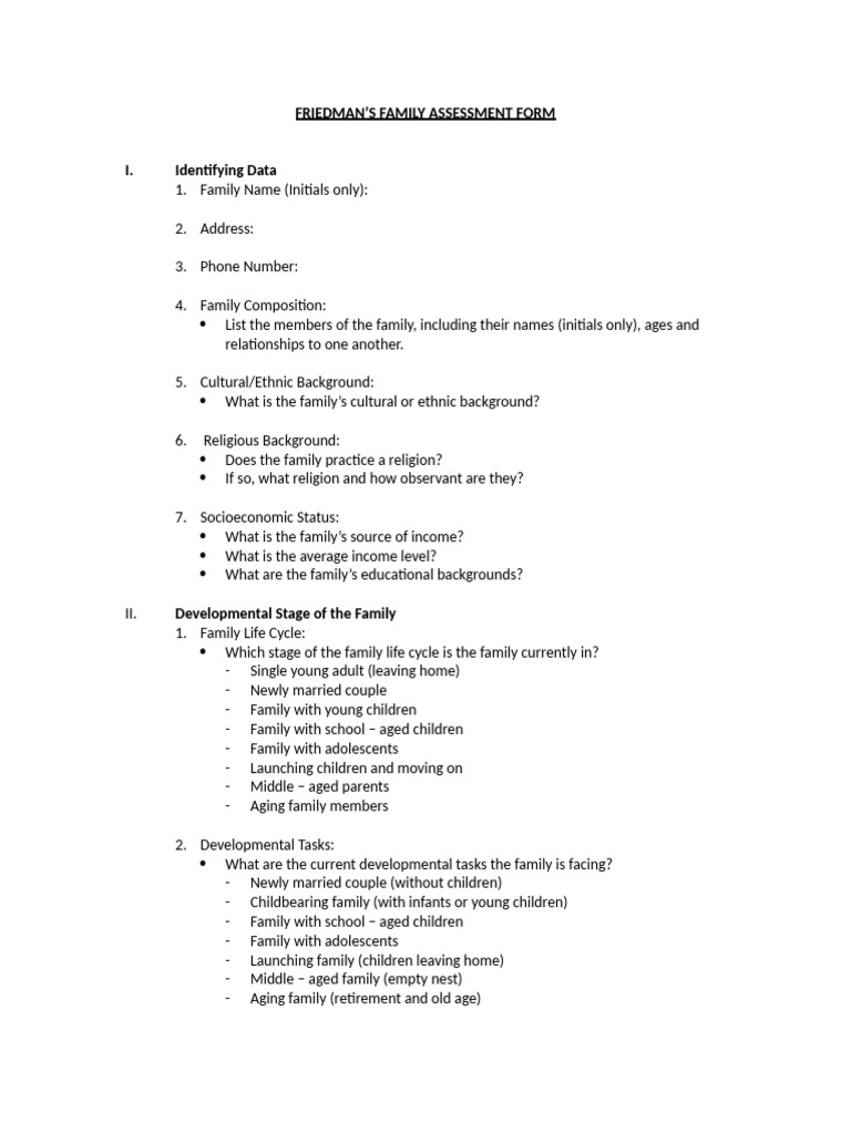 Friedmans Family Assessment Tool | PDF | Family | Self-Improvement