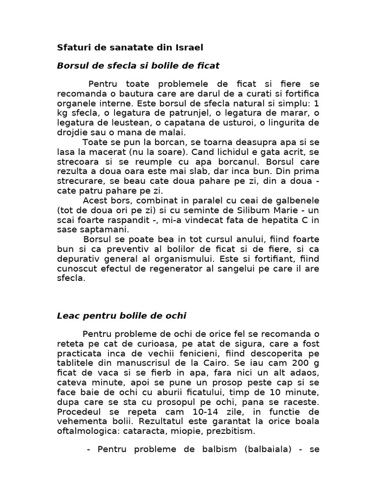 Borsul de Sfecla Si Bolile de Ficat | PDF