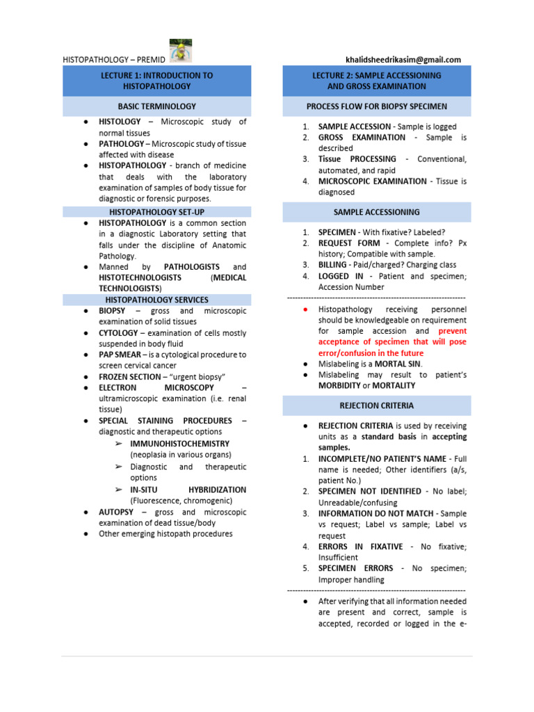 Histopathology Prelim Topic 1 - Kasim | PDF