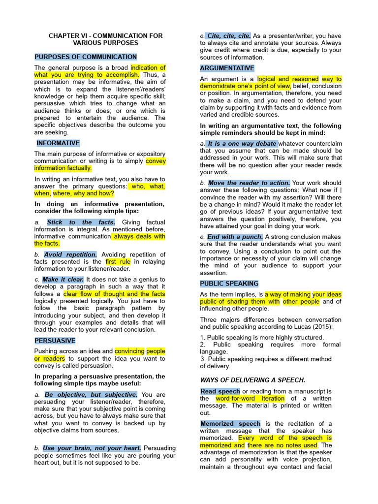 PURPOSIVE COMMUNICATION REVIEWER | PDF