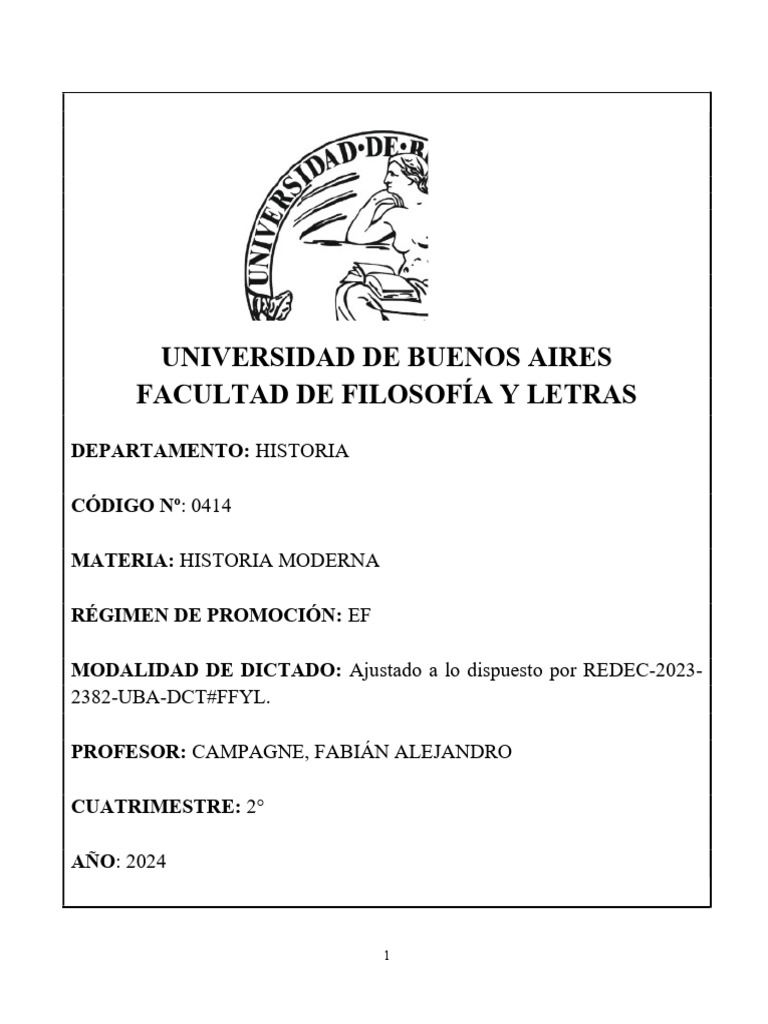 0414 - Historia Moderna - Campagne - 2C 2024 | PDF