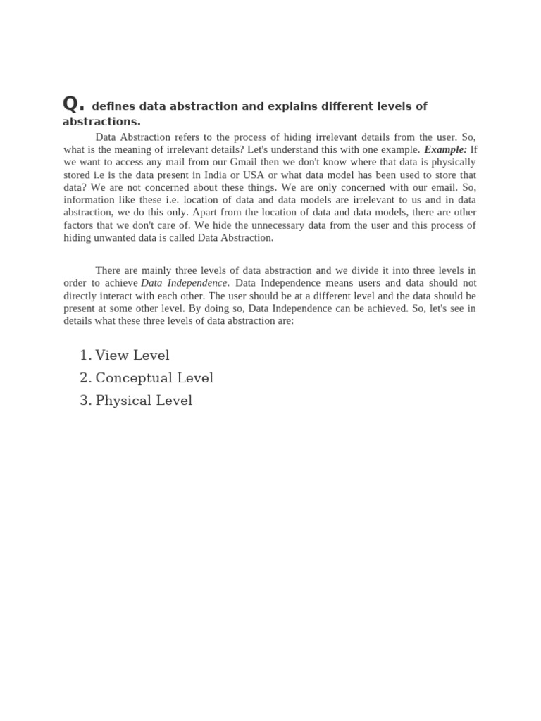 View Level 2. Conceptual Level 3. Physical Level | PDF
