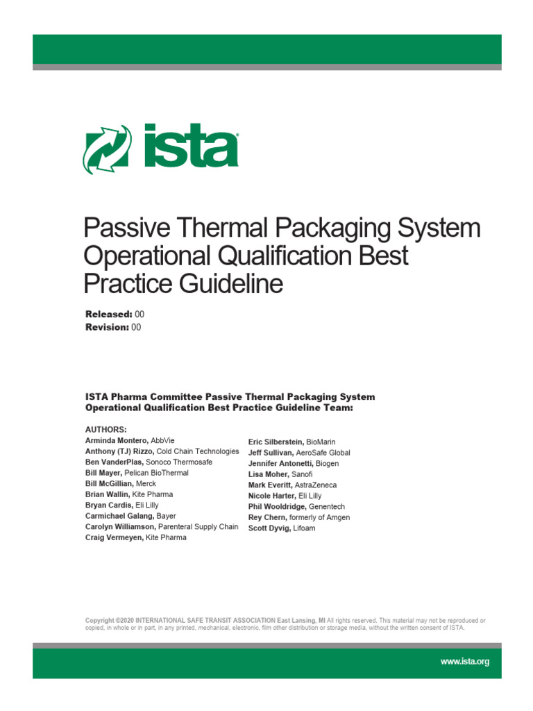 ISTA Pharma Committee Passive Thermal Packaging System OQ Guideline For ...