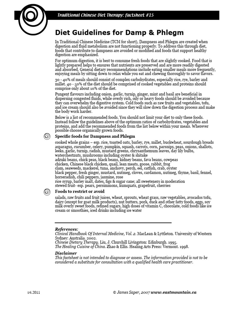 Damp & Phlegm DIET | PDF