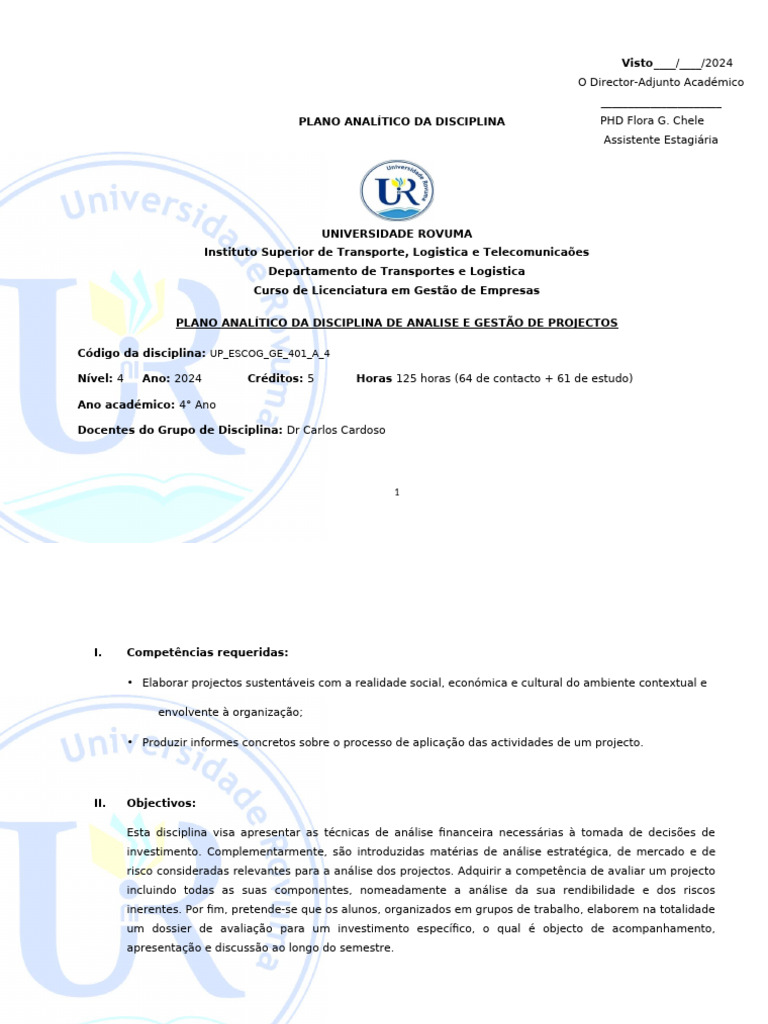 Plano Analitico AGP | PDF