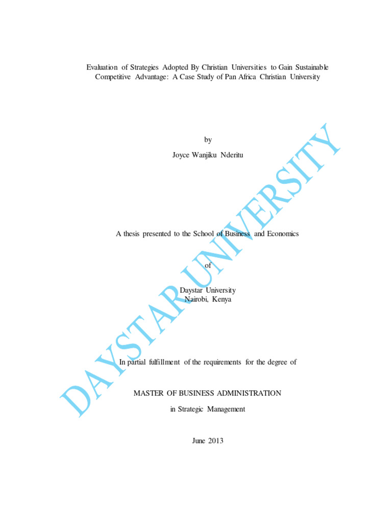 Evaluation of Strategies Adopted by Christian Universities To Gain ...