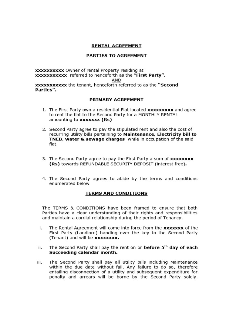 Rental Agreement | PDF | Leasehold Estate | Renting