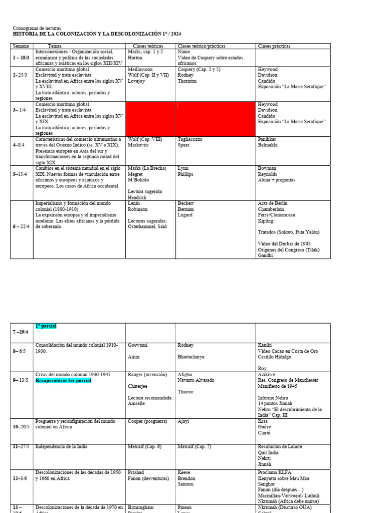 Cronograma HCyD 1° 2024 | PDF