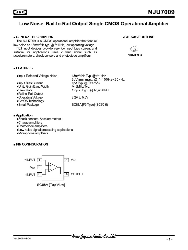 Nju7009 JRC | PDF | Amplifier | Operational Amplifier
