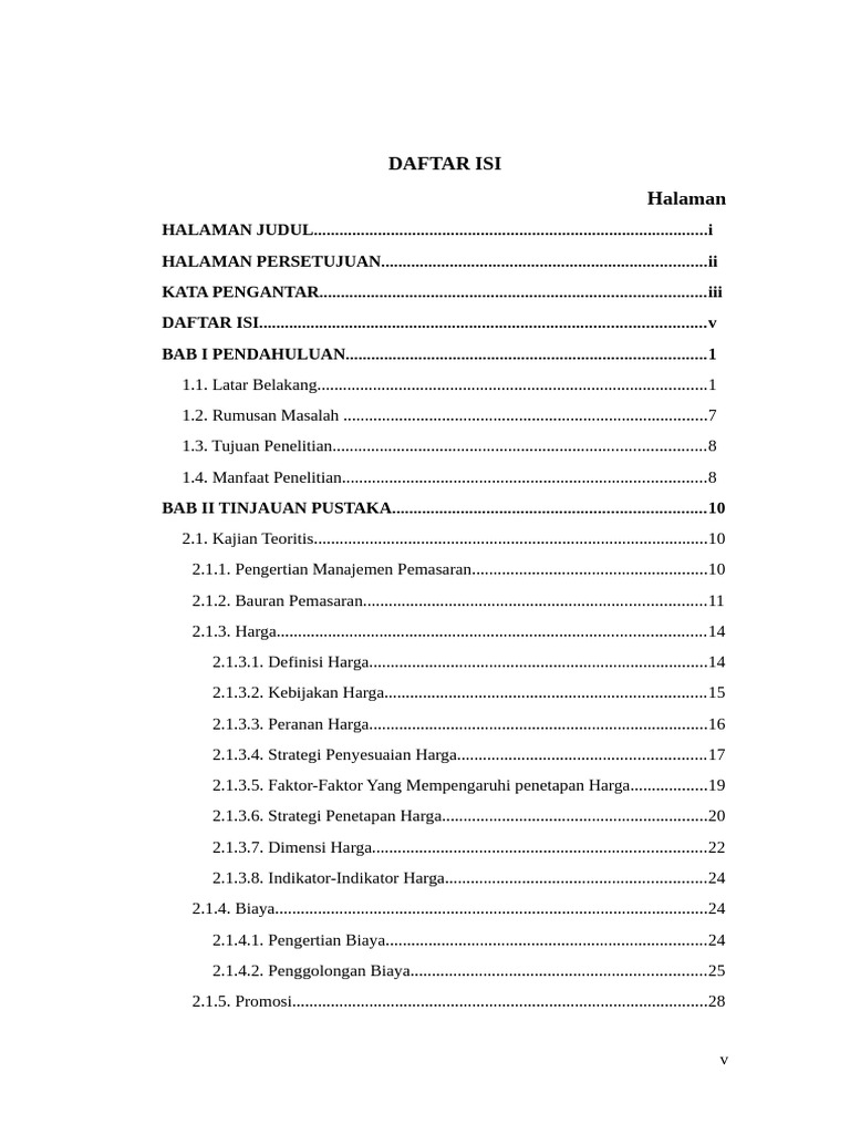 DAFTAR ISI Bab 1-3 | PDF
