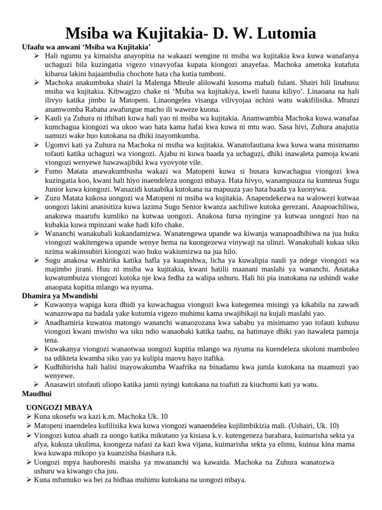 Msiba Wa Kujitakia | PDF
