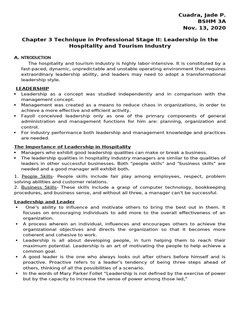 Cuadra, Jade P. BSHM3A - CHAPTER 3 OUTLINE | PDF