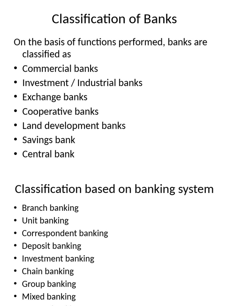 Classification of Banks | PDF