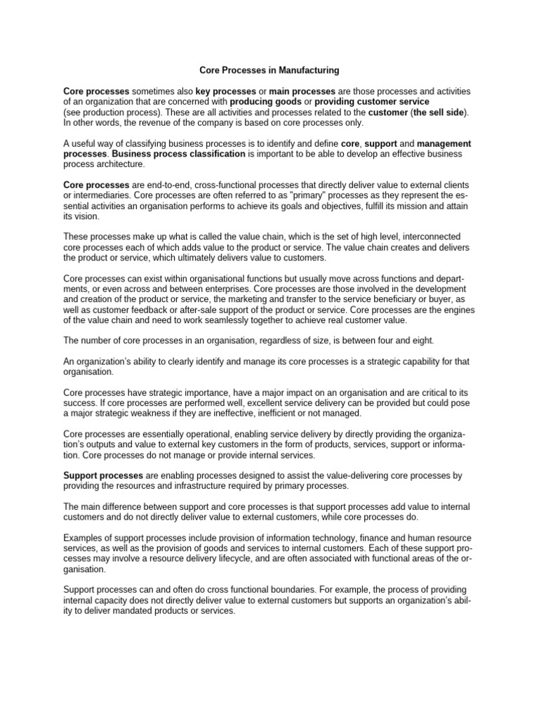 Core Processes | PDF