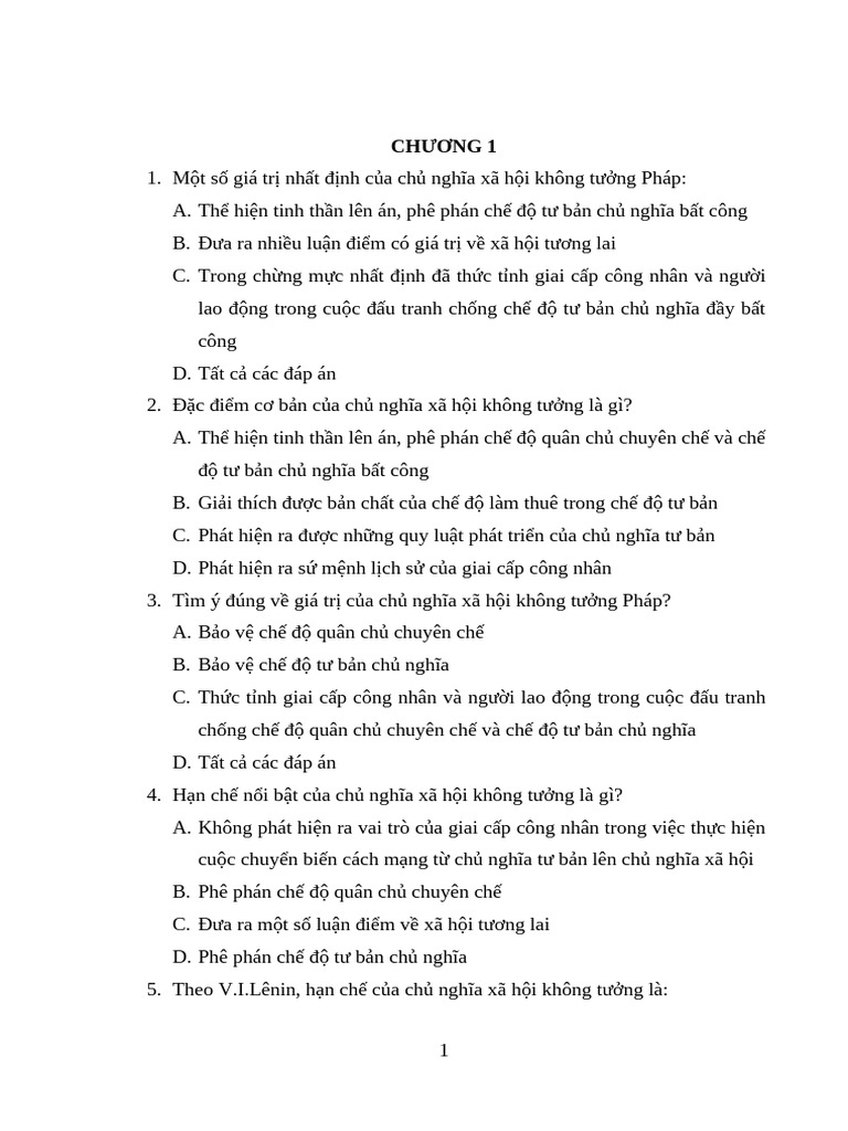 CHƯƠNG 1 CNXH LẦN 3 | PDF