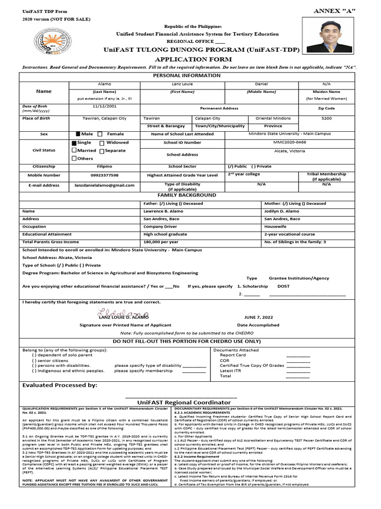 TDP TES Application FORM FINAL Alamooo | PDF