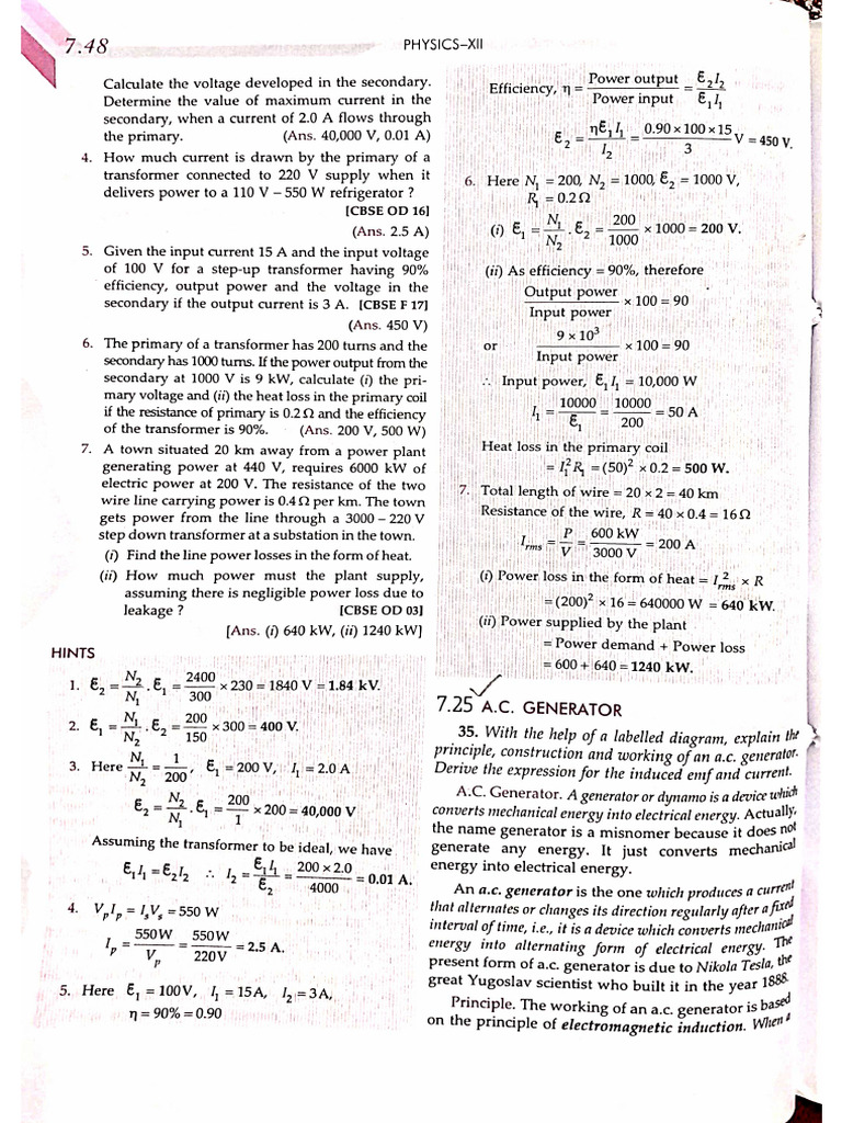 Ch 7 Alternating Current & Electrical Machines _ AC Generator | PDF