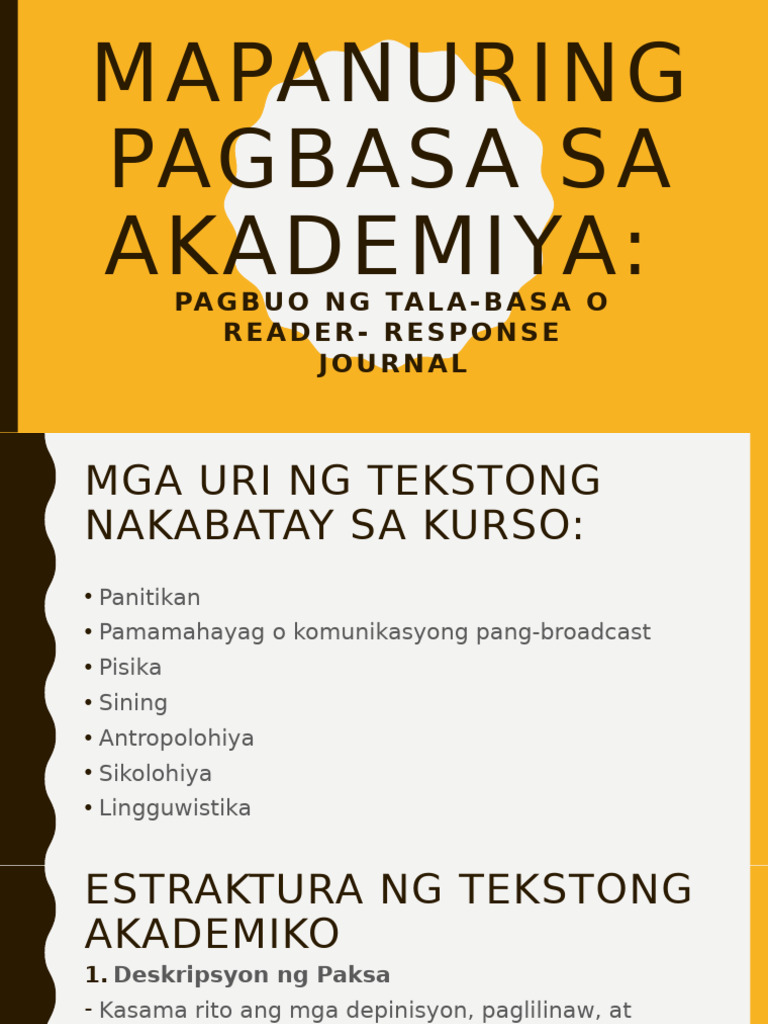 Mapanuring Pagbasa Sa Akademiya | PDF