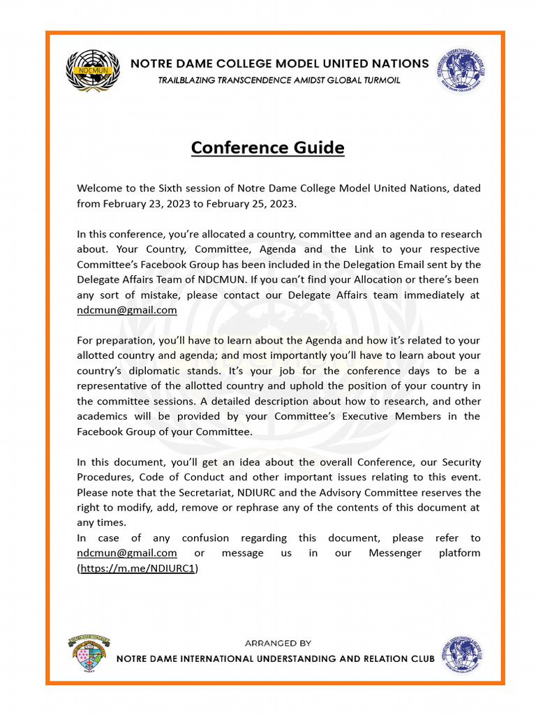 NDCMUN 2023 Conference Guide | PDF