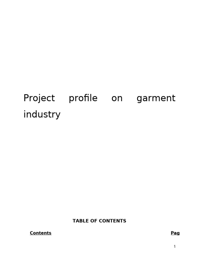 Project Profile On Garment Industry | PDF | Textiles | Clothing