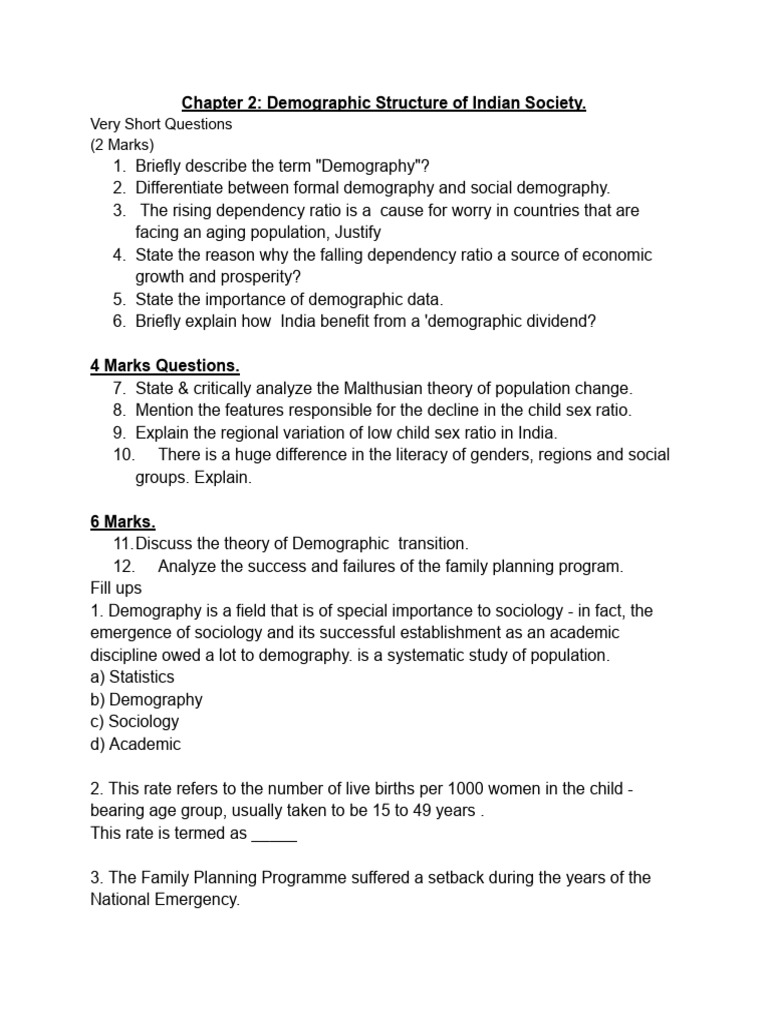 Sociology Worksheet Class 12 (Summer Holidays) | PDF