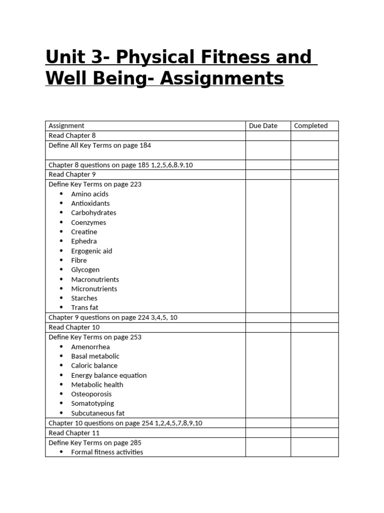 Unit 3 (Chapter Assignments) 2 | PDF