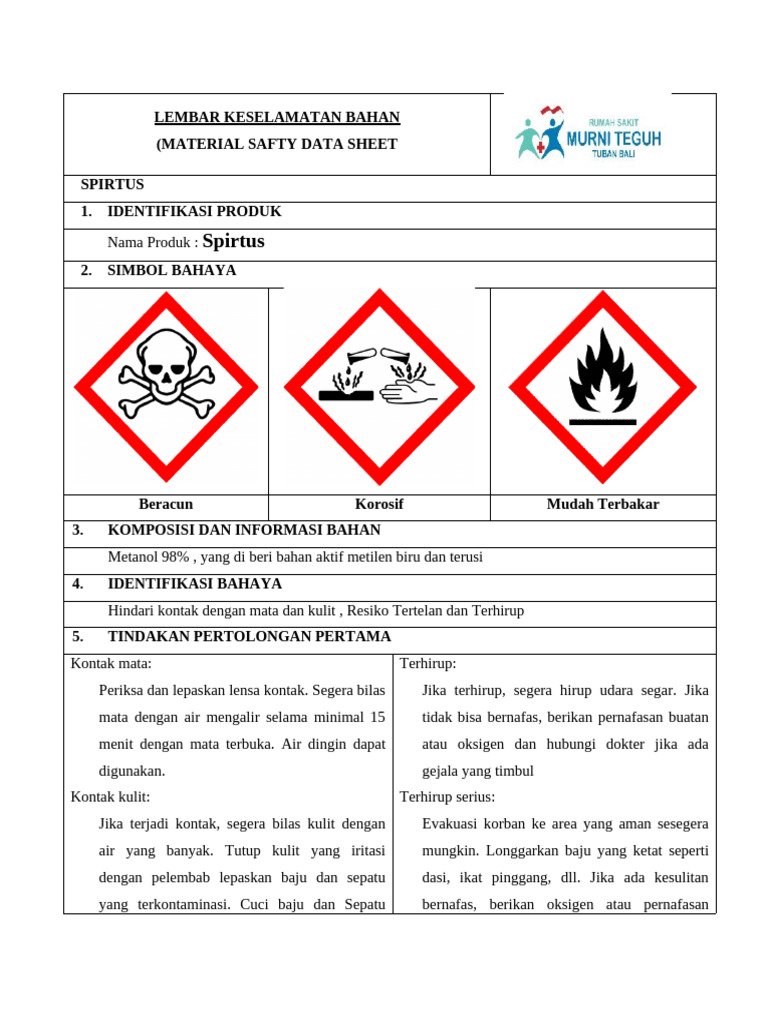 MSDS Spirtus | PDF