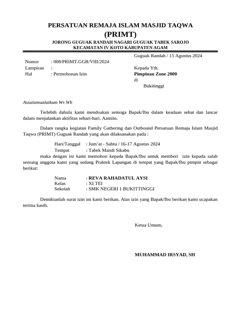 Persatuan Remaja Islam Masjid Taqwa | PDF