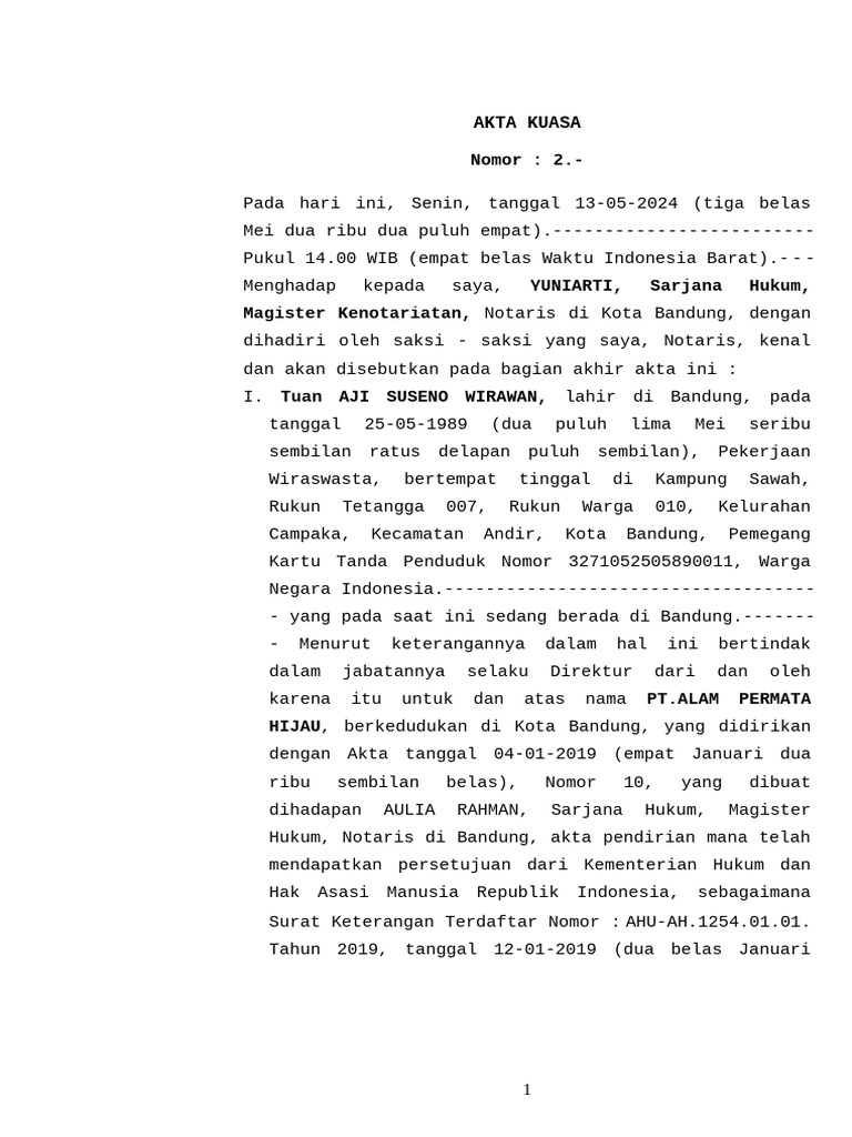 Akta Kuasa Pribadi | PDF