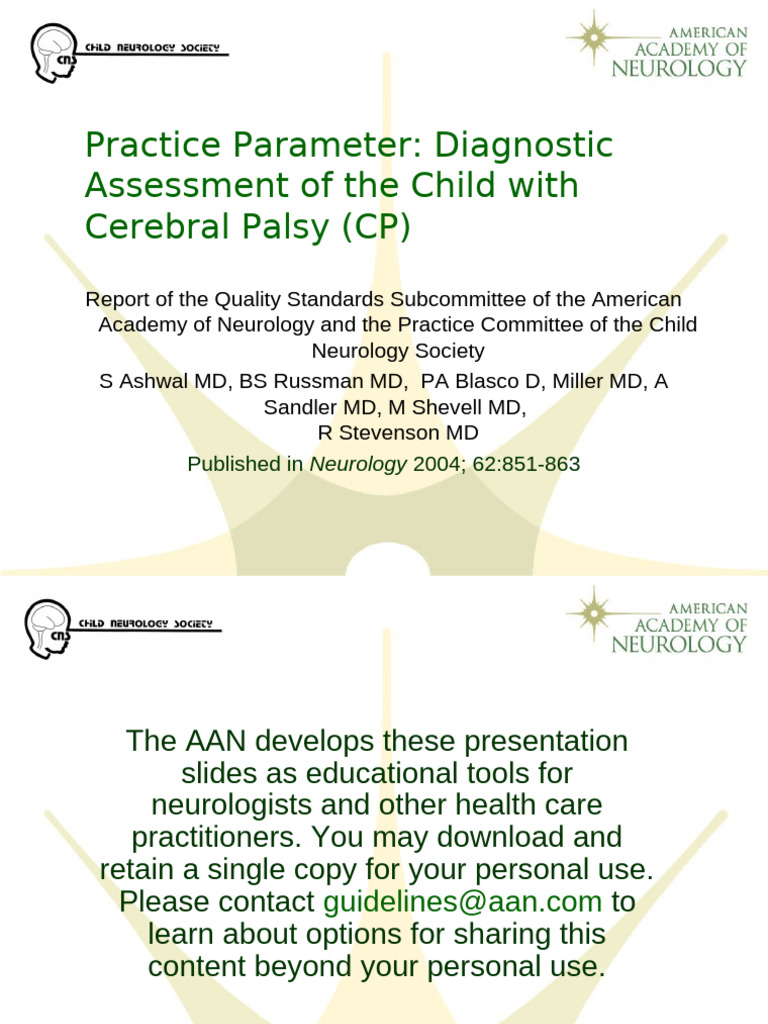 Diagnostic Assessment of The Child With Cerebral Palsy | PDF