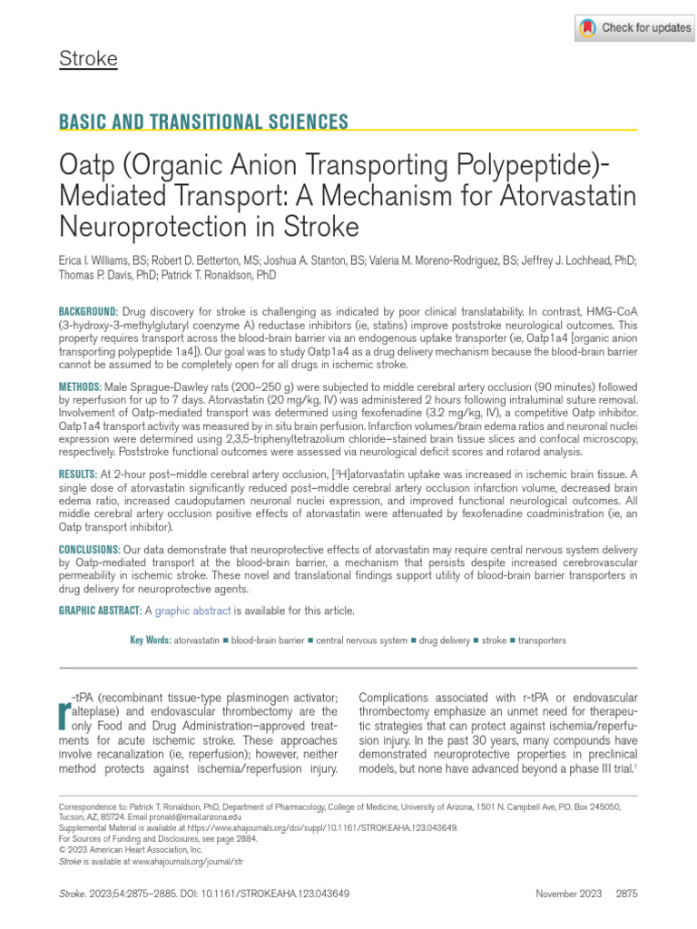 Williams Et Al 2023 Oatp (Organic Anion Transporting Polypeptide ...