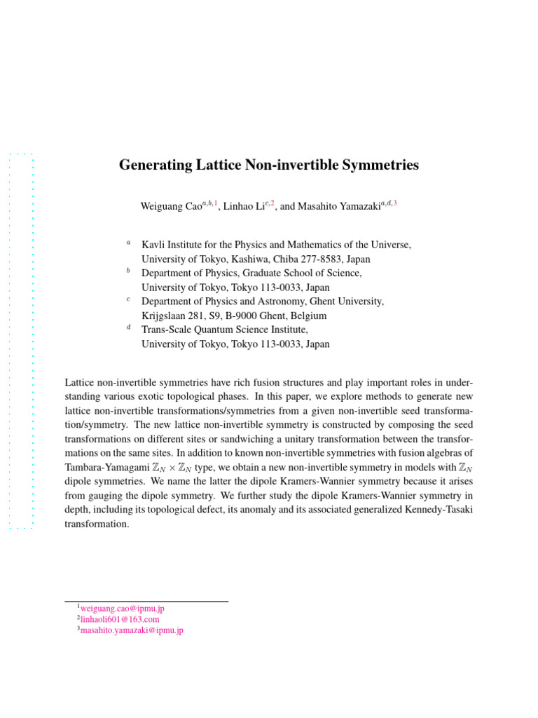 Generating Lattice Non-Invertible Symmetries: A, B, C, A, D | PDF