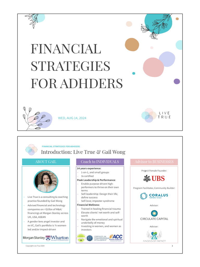 2024-08-14 Financial Strategies For ADHDers - Gail Wong (Part 2) | PDF
