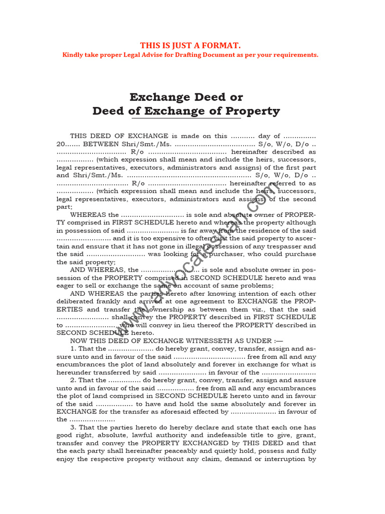Deed of Exchange | PDF