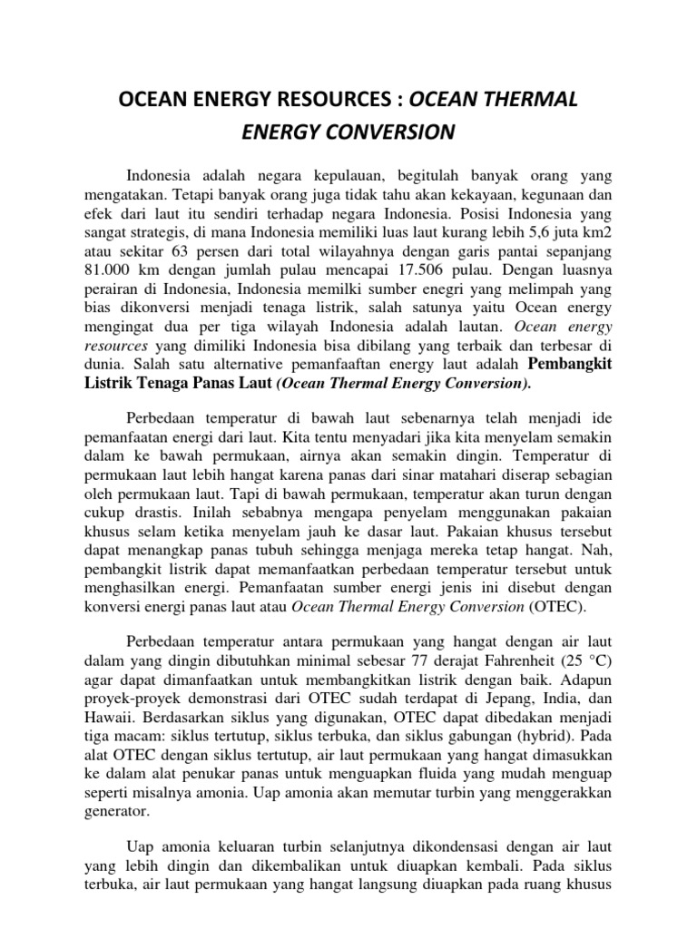 Ocean Energy Resources | PDF