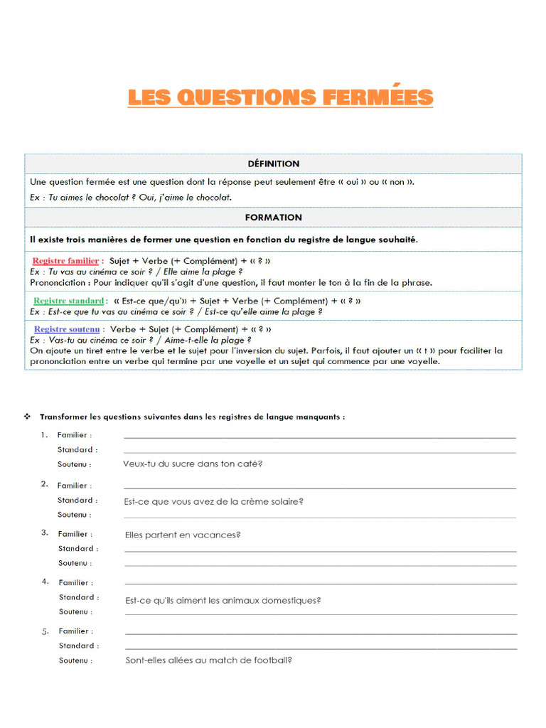 Les Questions Fermées | PDF