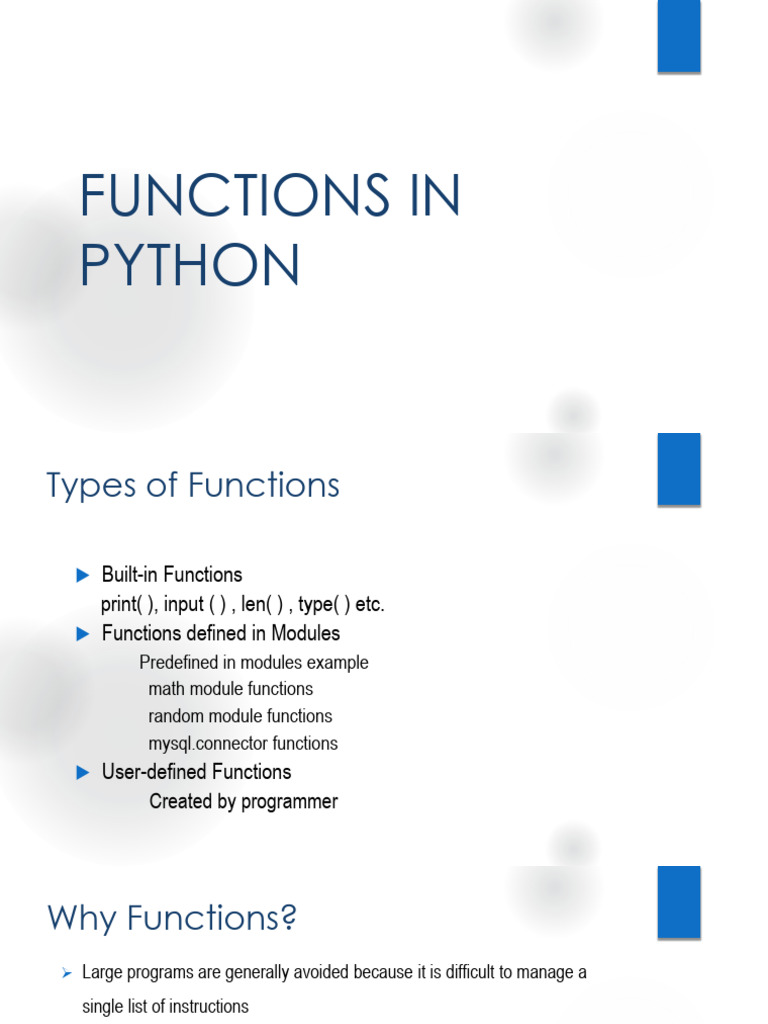 Class 12 Cs Functions in Python | PDF