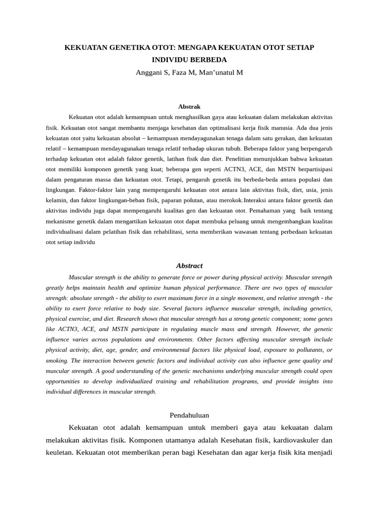 Kekuatan Genetika Otot Uas Fisiologi | PDF