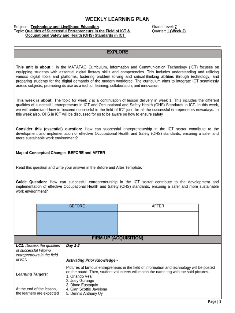 Week 2 Q1 Tle 7 | PDF